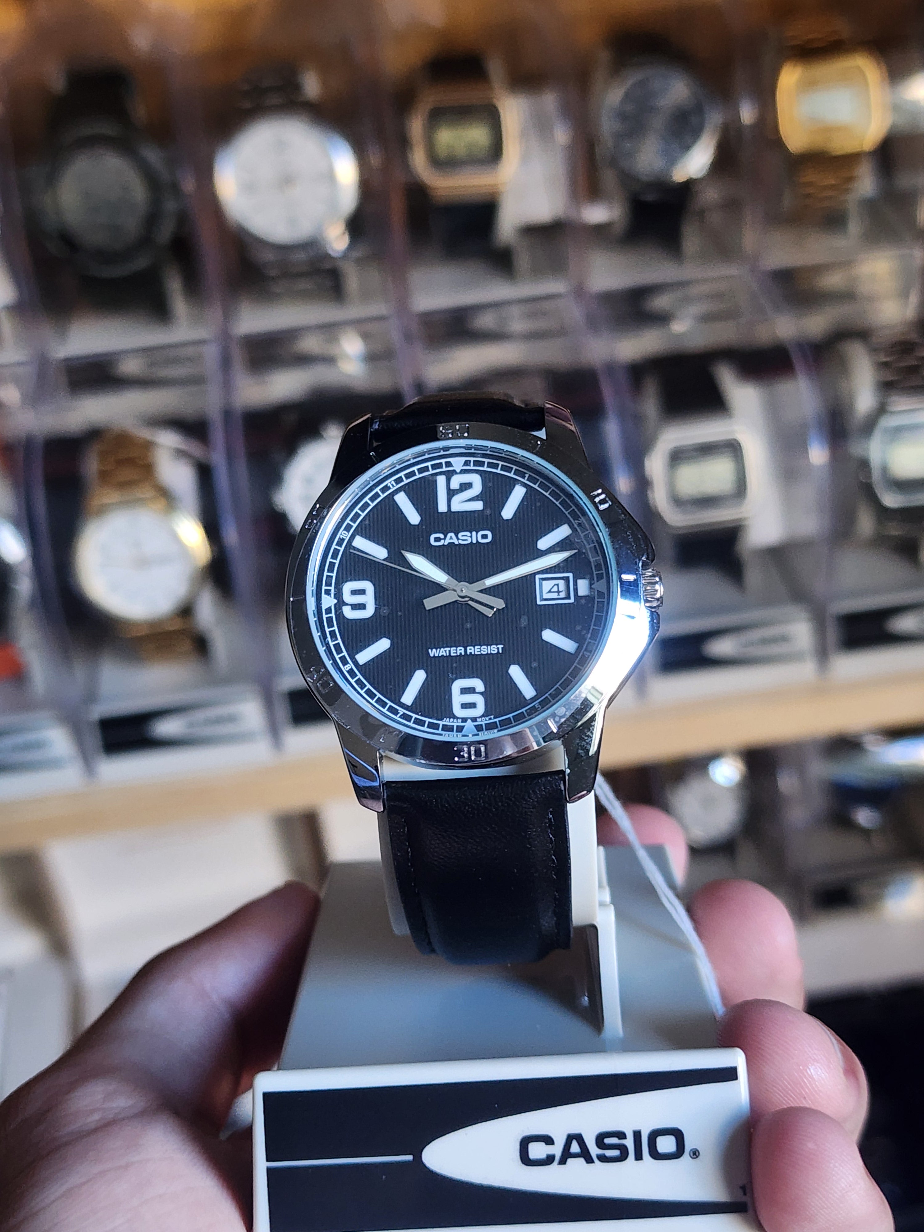 Casio original mtp v004 leather full black – miguina